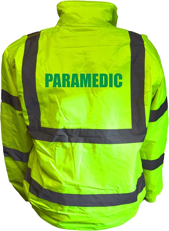 Paramedic Yellow Hi Vis Bomber Jacket Reflective, Waterproof, Medical ...