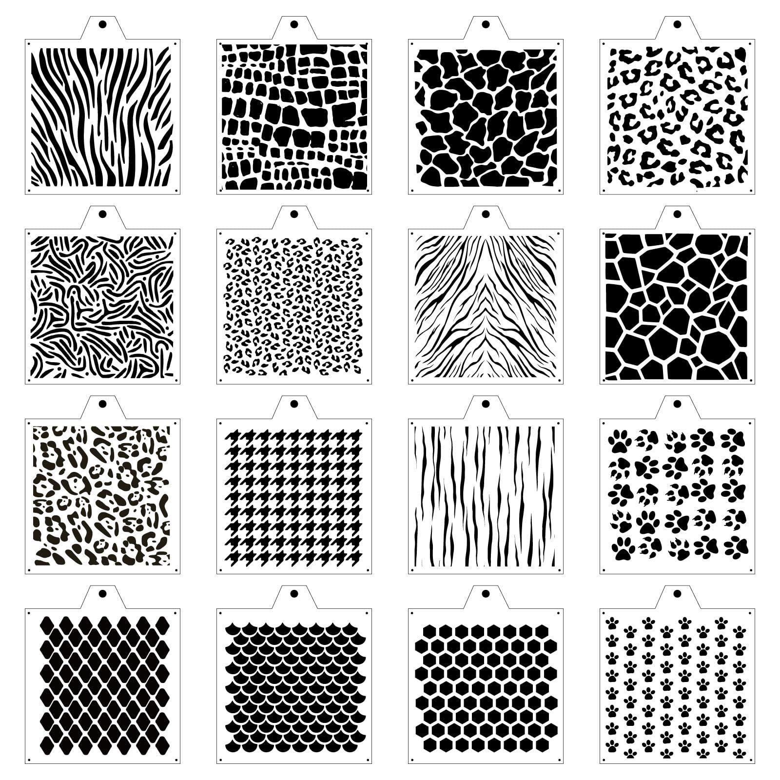 16 Pcs 5.5x5.5in Leopard Stencil Cheetah Stencil Animal Cow Print ...