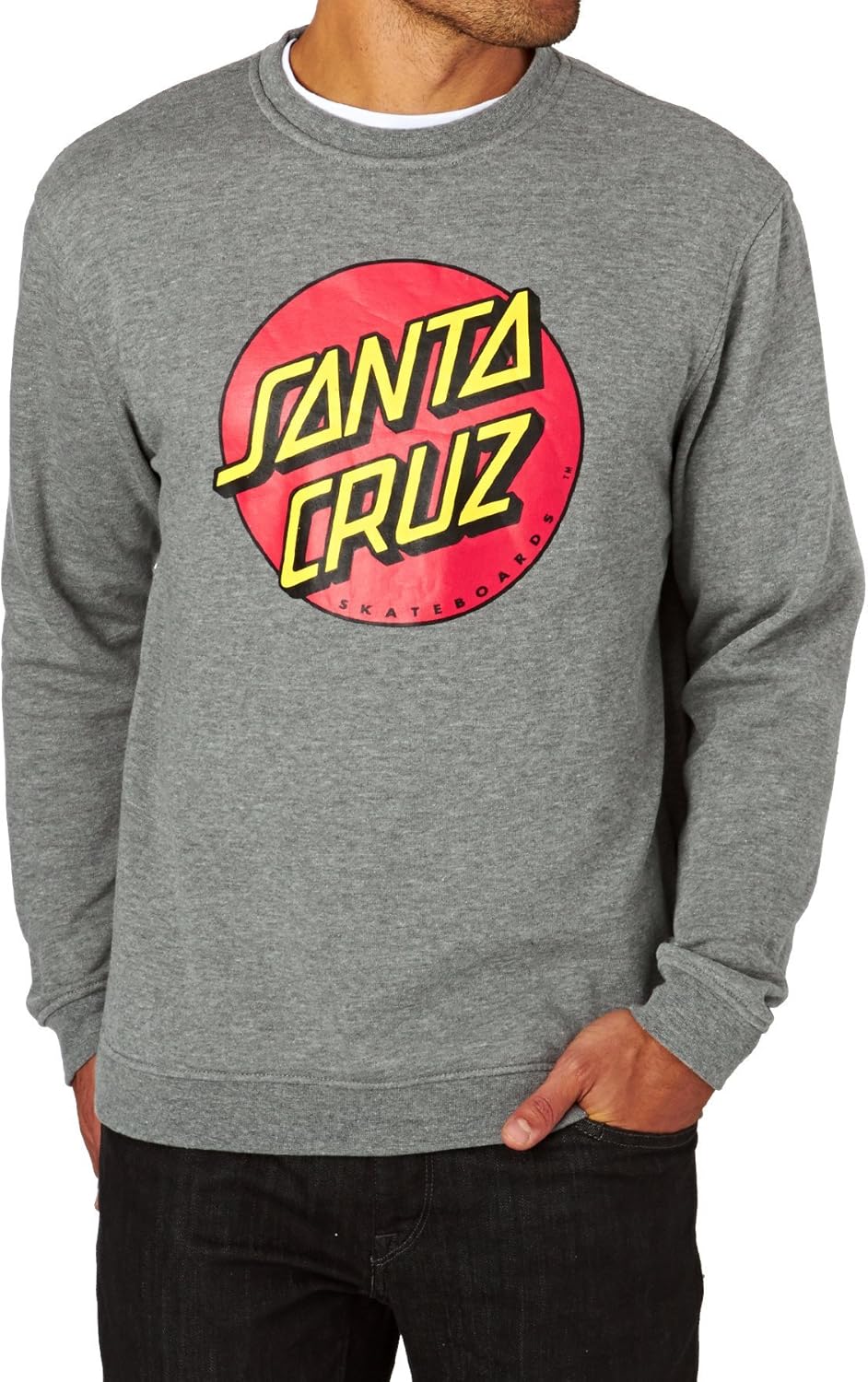 Santa Cruz Dark Heather Classic Dot Crew Sweater: Santa Cruz: Amazon.co ...