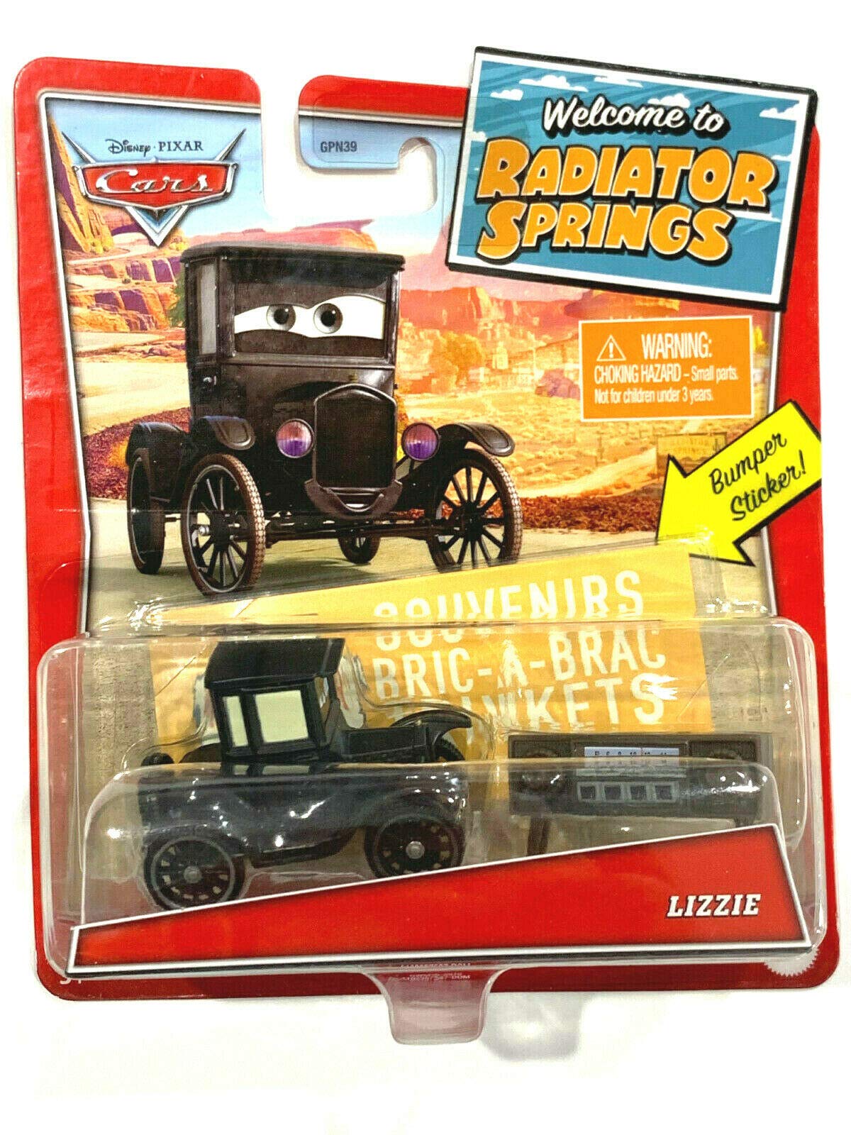 Buy Pixar Cars Lizzie with Bumper Sticker, Welcome to Radiator Springs ...