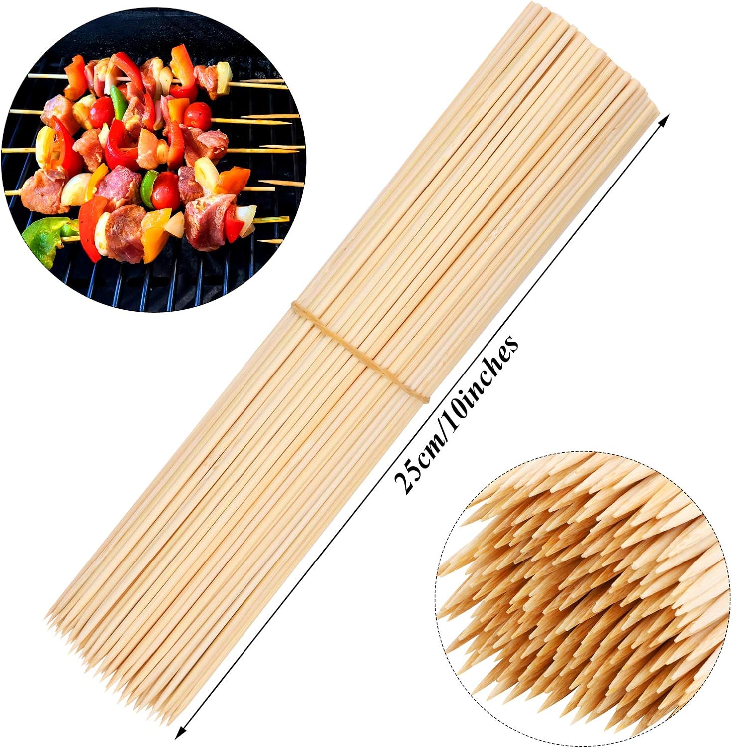 Cooraby 200 Pieces Bamboo Skewers Natural Wooden Skewers for Barbecue ...