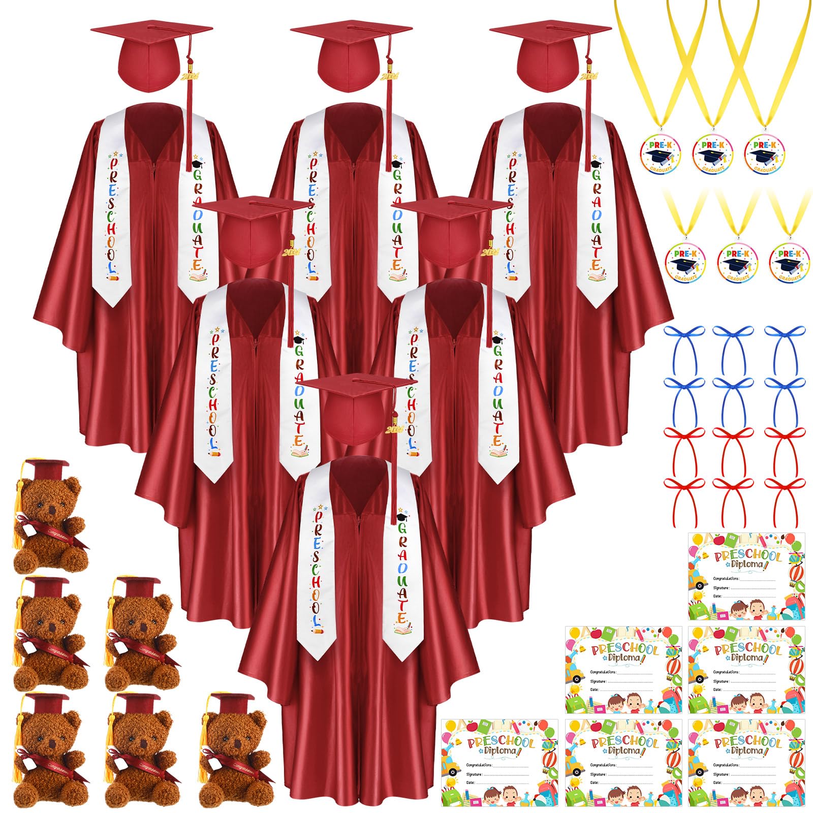 Cozypower 60 Pcs Preschool Kindergarten Graduation Cap and Gown with ...