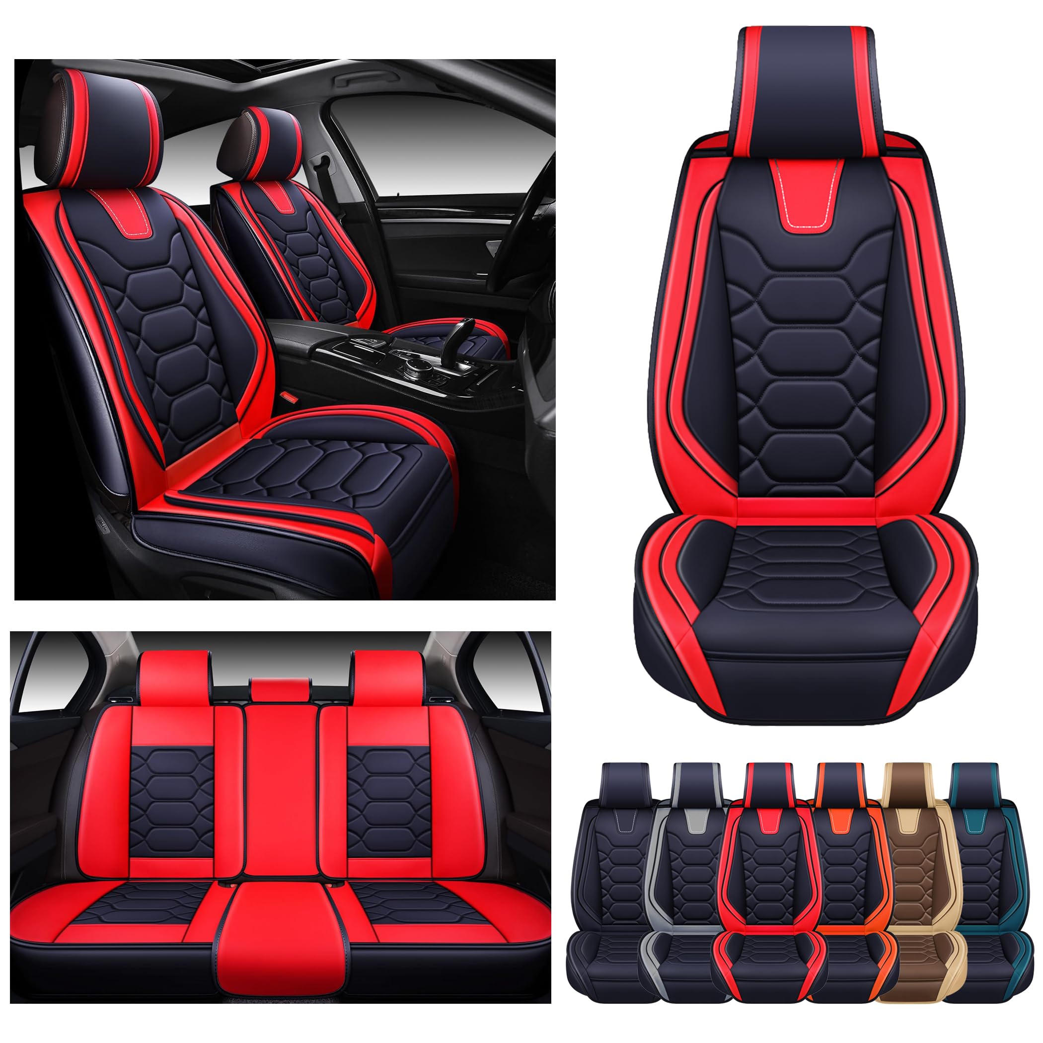 OASIS AUTO Car Seat Covers Premium Waterproof Faux Leather Cushion ...