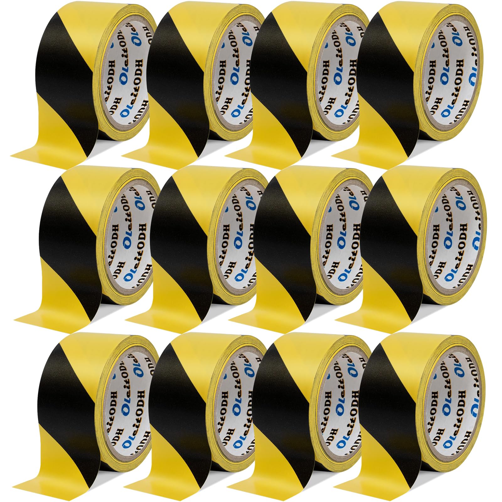 Hazard Safety Warning Stripe Tape 12 Pack, 2 Inch x 36 Yards Black ...
