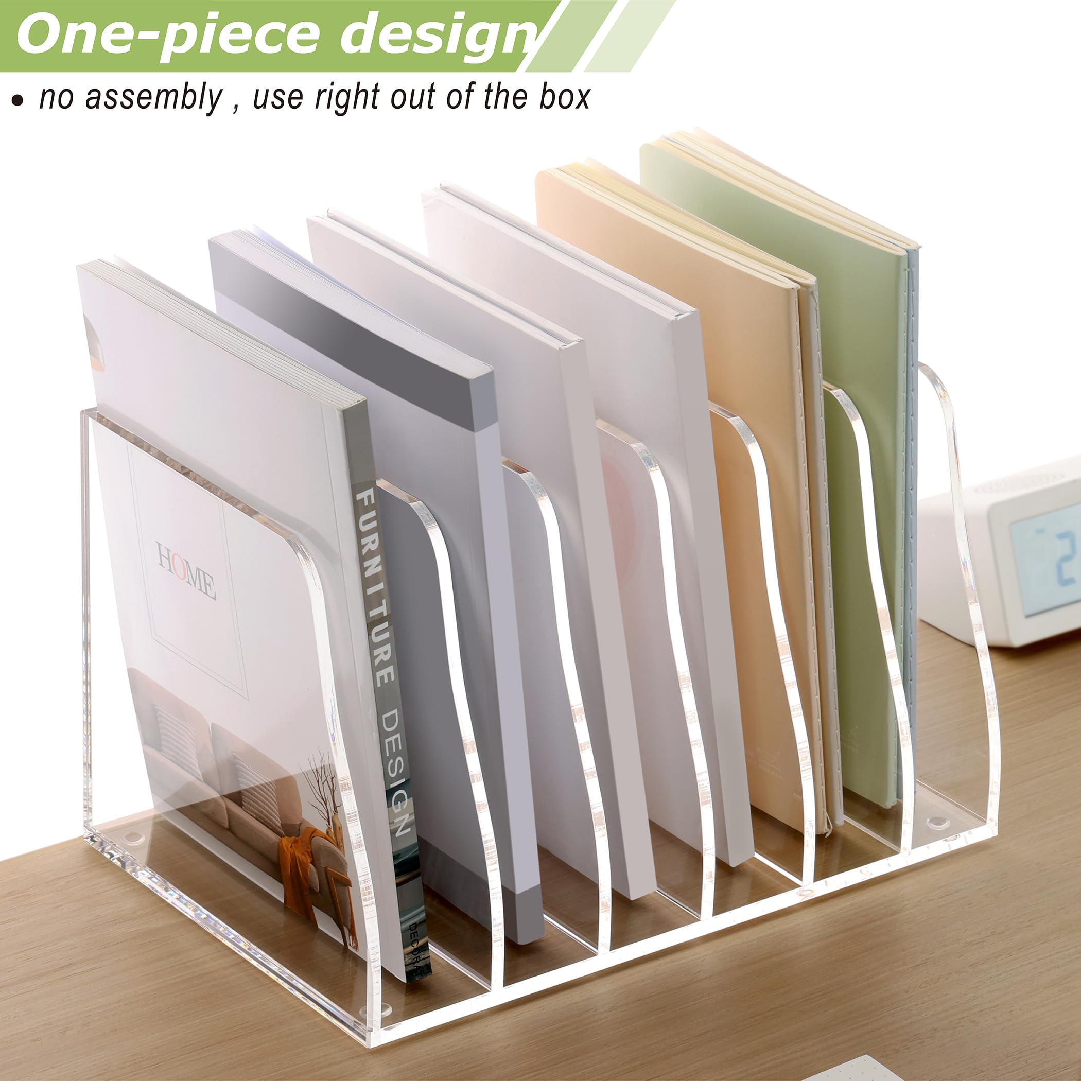 Mua SANRUI Acrylic Desk File Organizer, 6 Vertical Compartments Clear ...