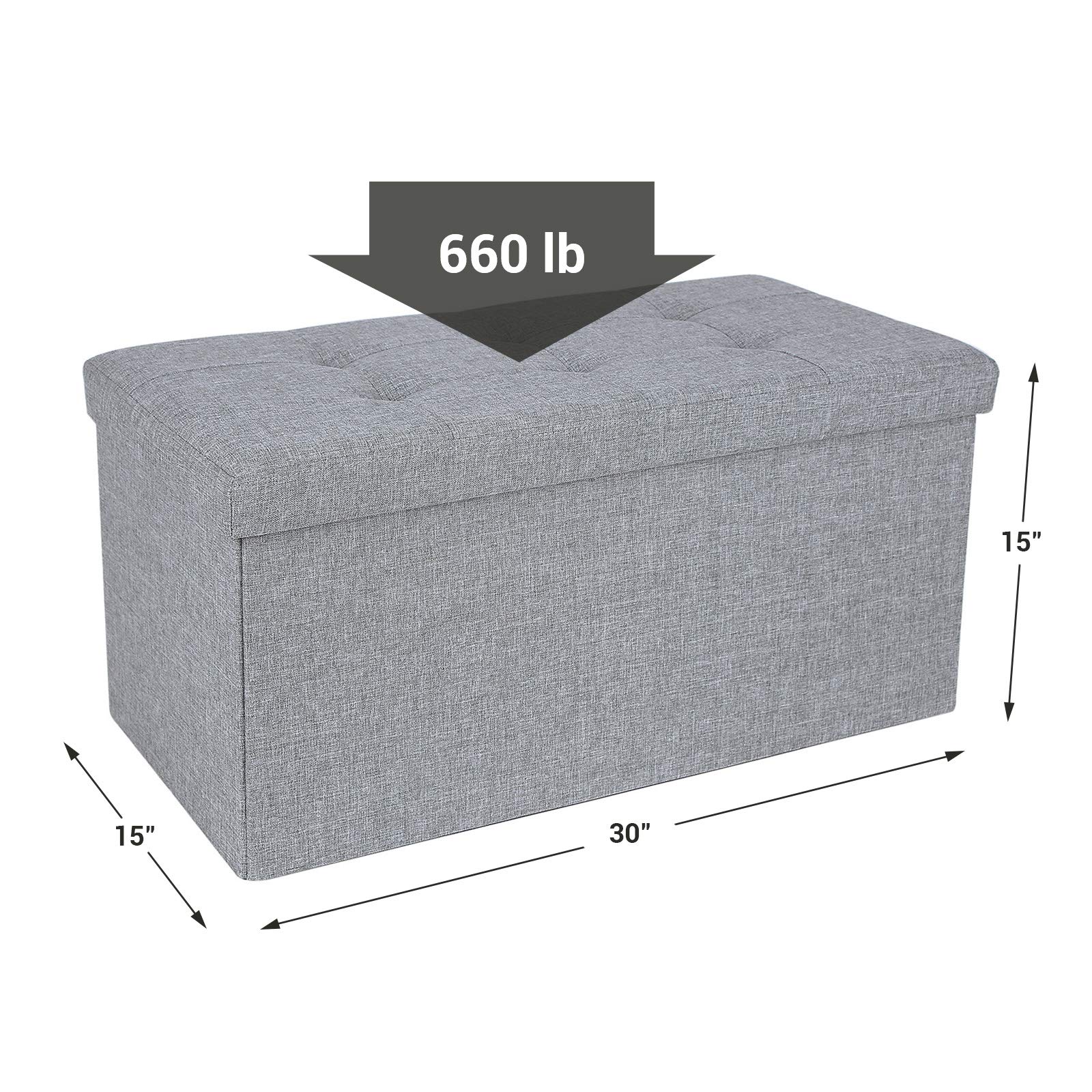 SONGMICS Storage Ottoman Bench, Chest with Lid, Foldable Seat, Bedroom ...