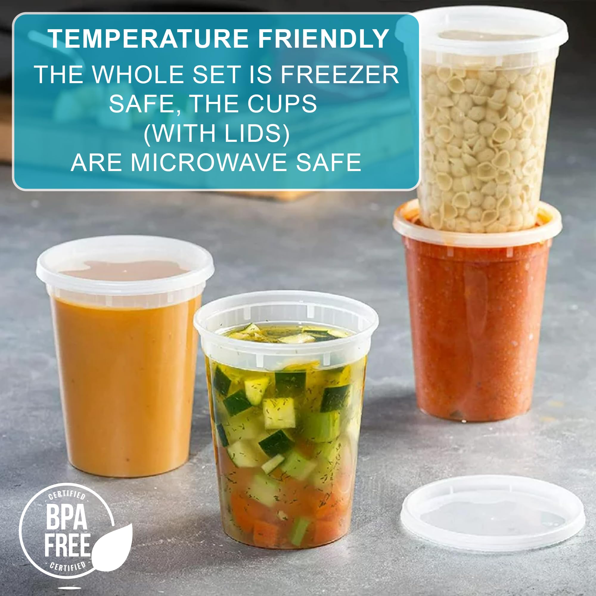 Mua Fonteme 32 oz Deli Plastic Food Storage Containers with Lids – 50 ...