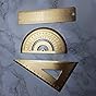 3Pcs Brass Math Geometry Set Golden 12cm Ruler Protractor Triangle ...