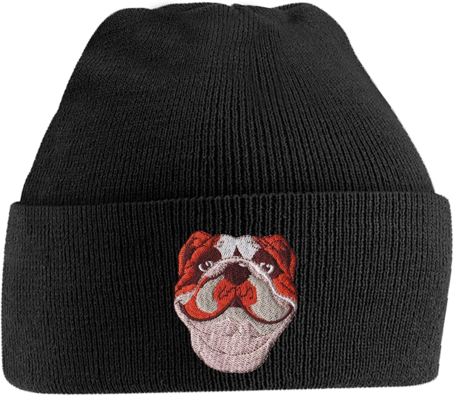 British Bulldog Face Cute Animal Embroidered Beanie Hat Logo Women's ...