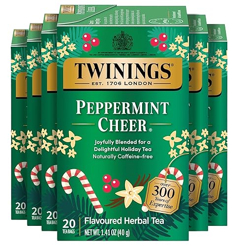Twinings Peppermint Cheer Herbal Tea Individually Wrapped Bags, 20 ...