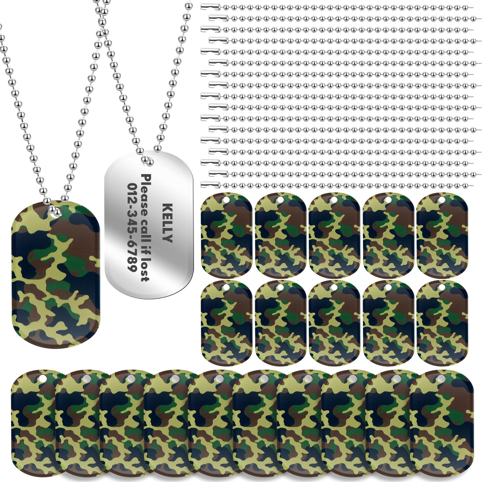 Mua Huquary 50 Pack Aluminum Military Dog Tag Camo Dog Tags Blank Dog ...