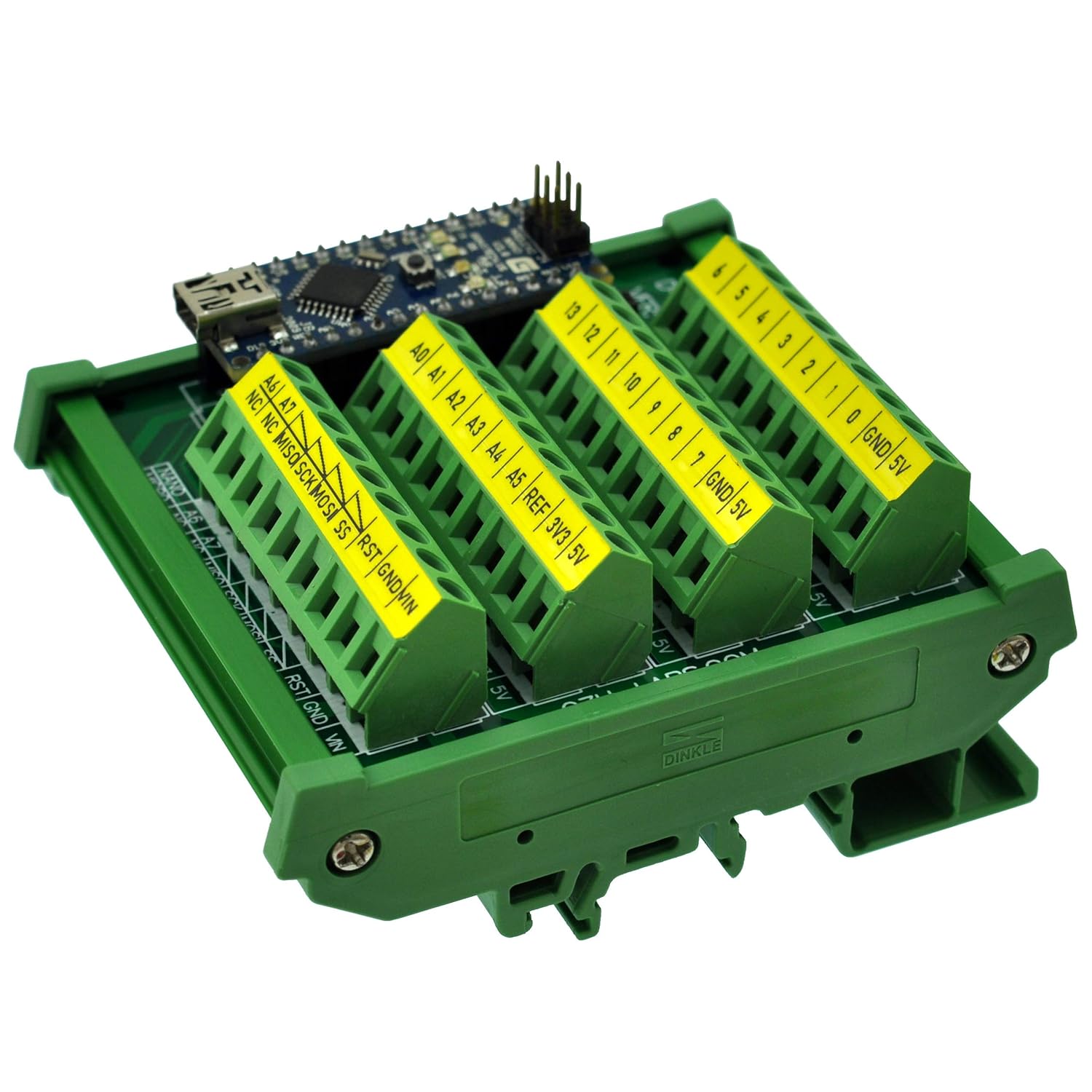 CZH-LABS DIN Rail Mount Screw Terminal Block Breakout Module Board for Arduino Nano/Micro ...