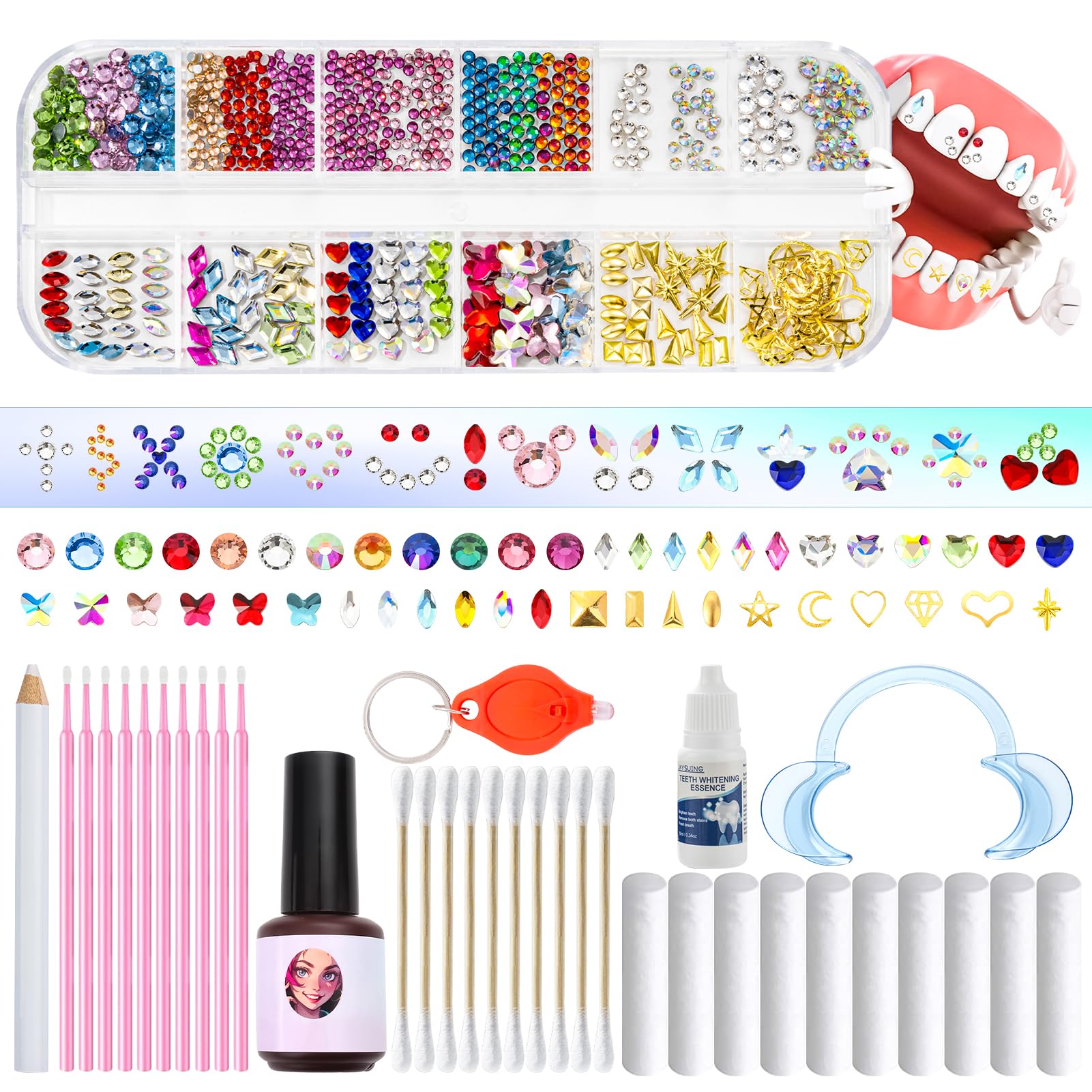 WATRZ 690 pcs Teeth Gem Kit,Tooth Gems Kit for Teeth DIY Crystals Teeth ...