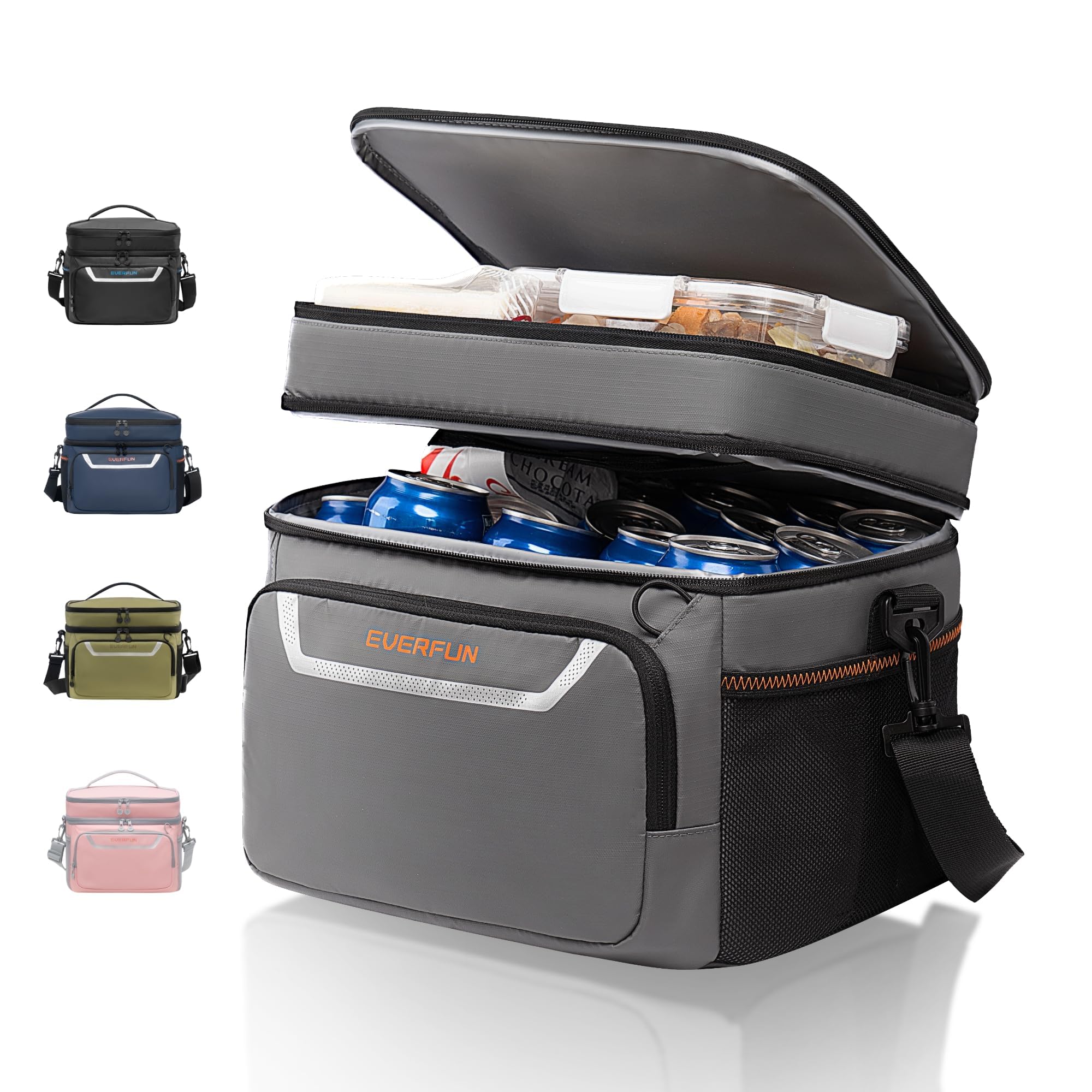 EVERFUN Small Lunch Box Insulated Cooler Bag Mini Cooler 24 Can Soft ...