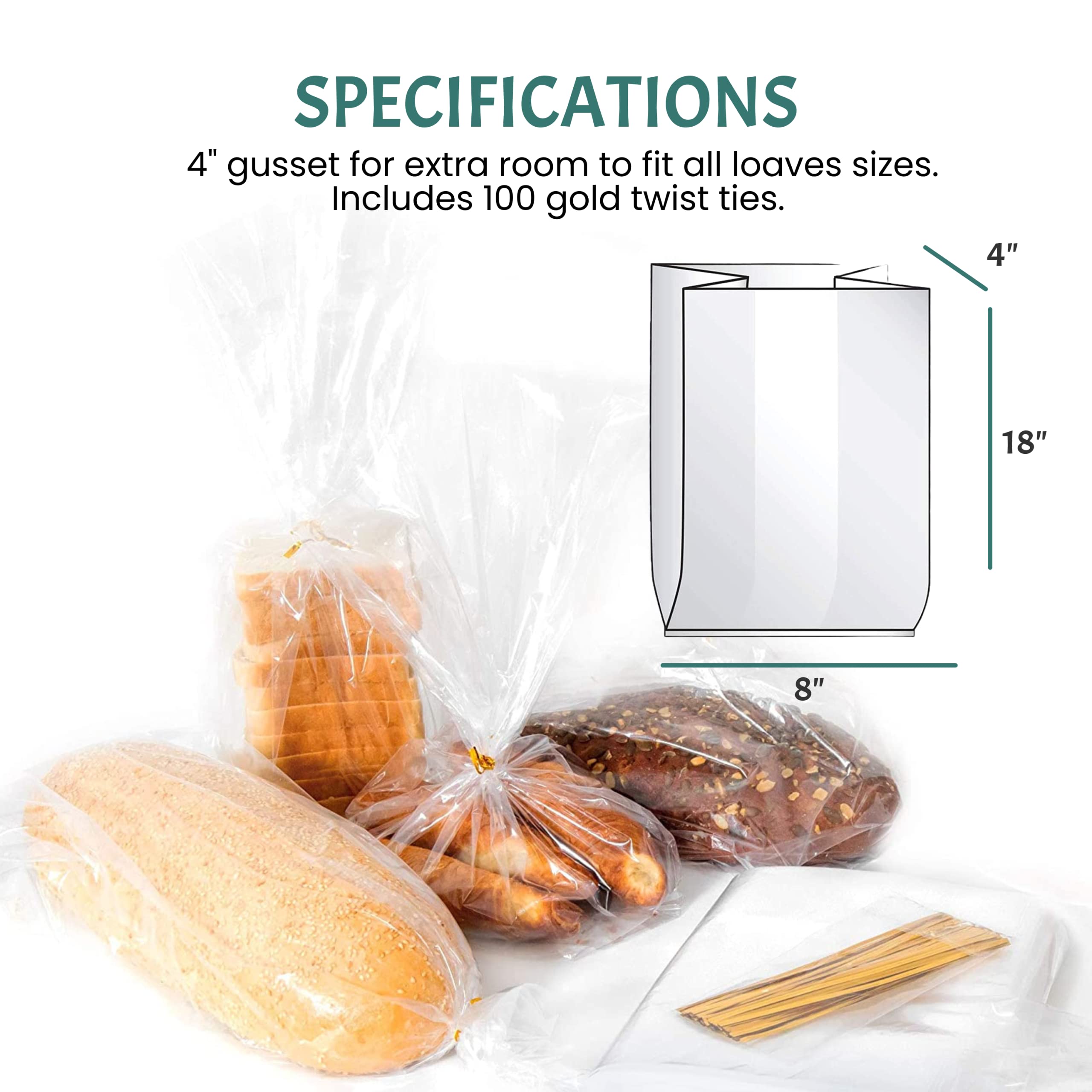 Mua Reusable Plastic Bread Bags for Homemade - 100 Pack Clear Bag with Ties For An Airtight ...