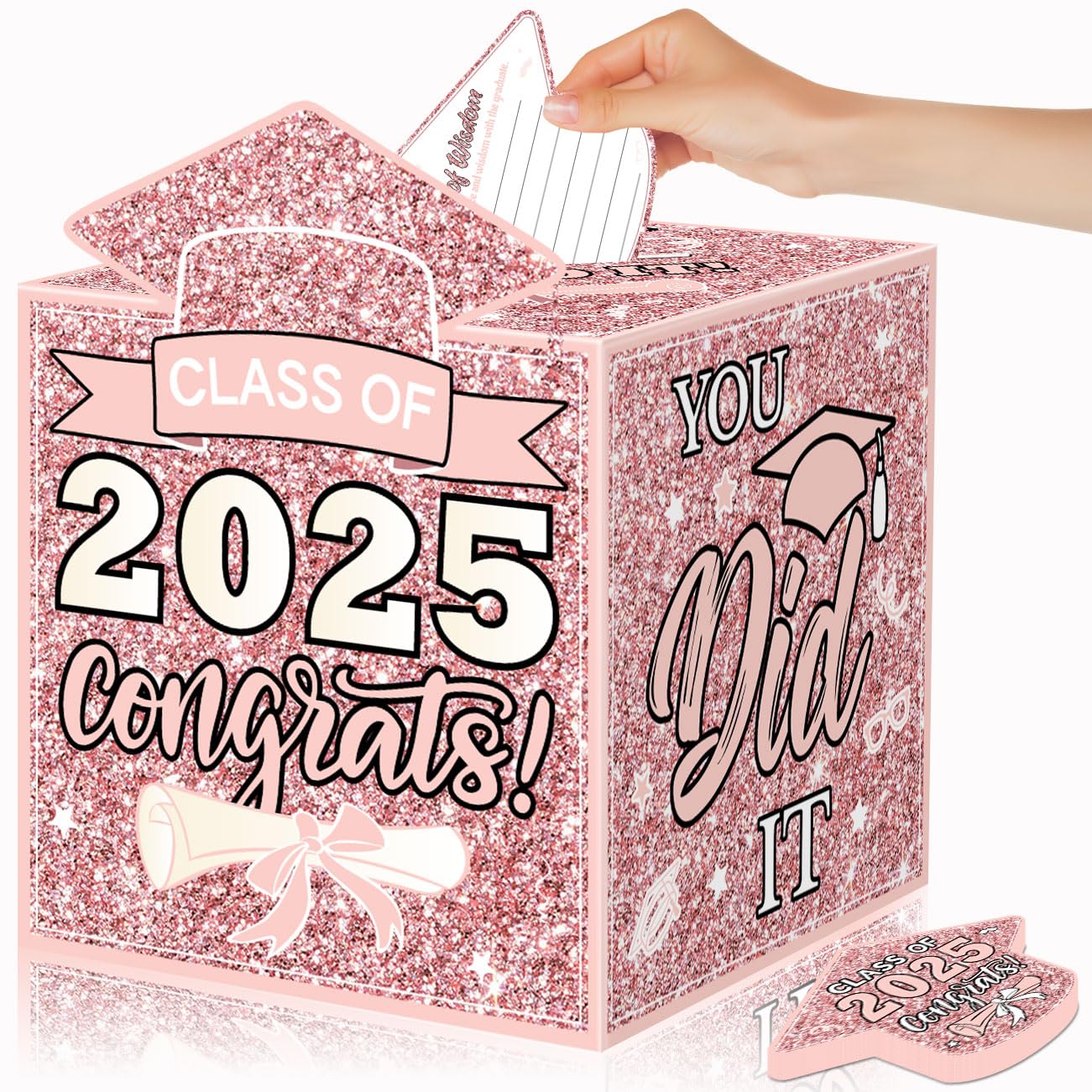 Pink Graduation Card Box 2025 Graduation Party Decorations Rose Gold ...
