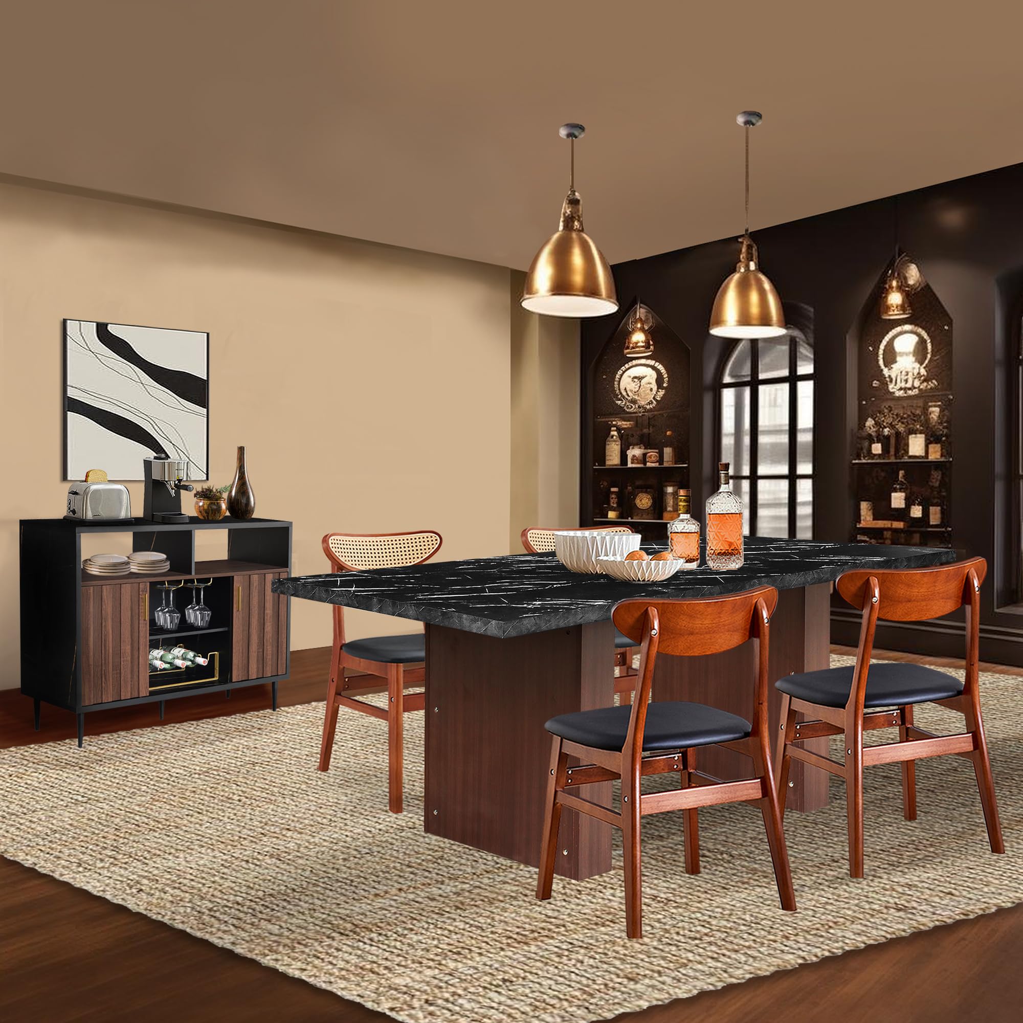 GIA Home Furniture 6-Piece Dining Room Set with 70-Inch Rectangular ...