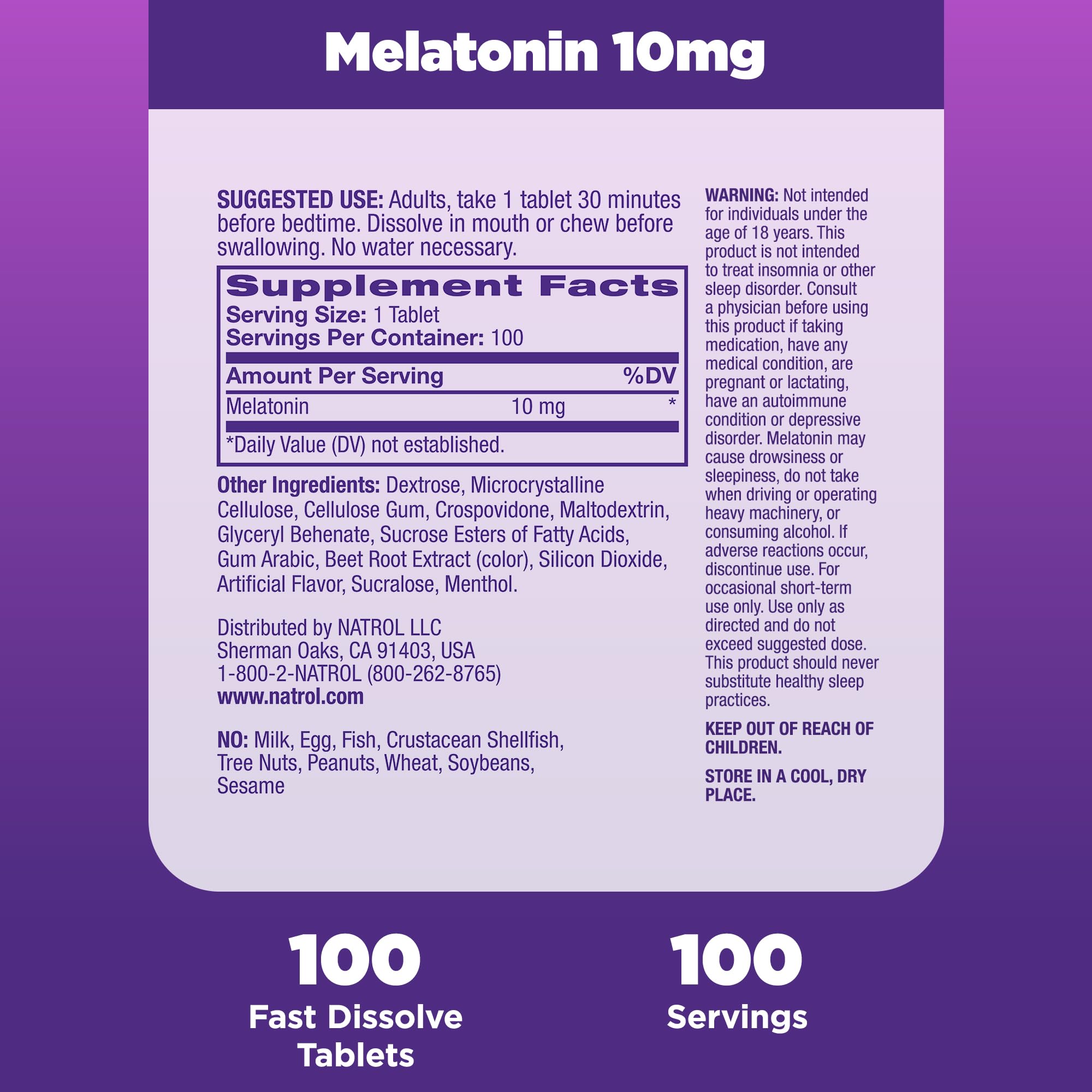Mua Natrol Fast Dissolve Melatonin 10 mg, Melatonin Supplements for ...