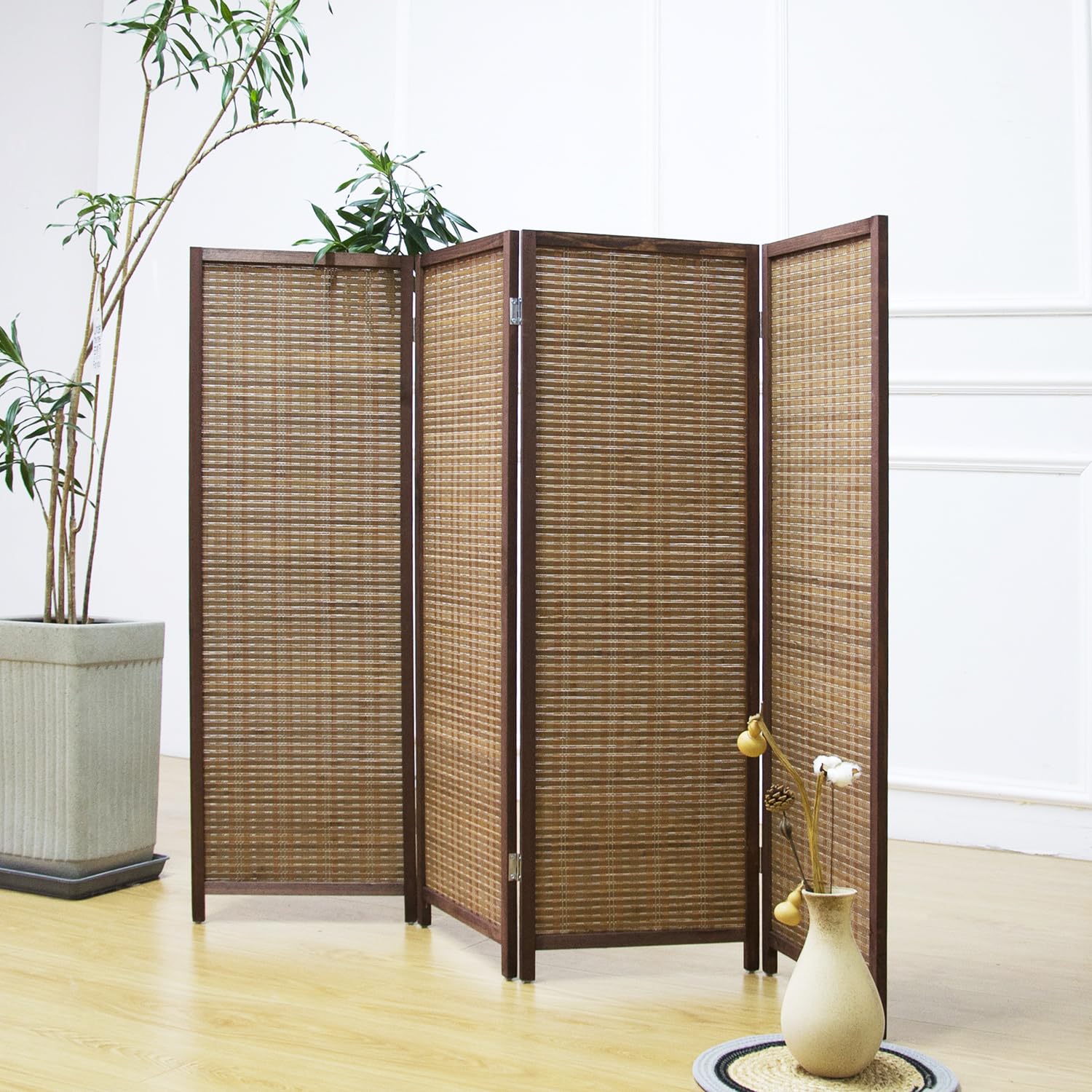 Furnnylane 4 Panel Room Divider Short Folding Screen Room Divider ...