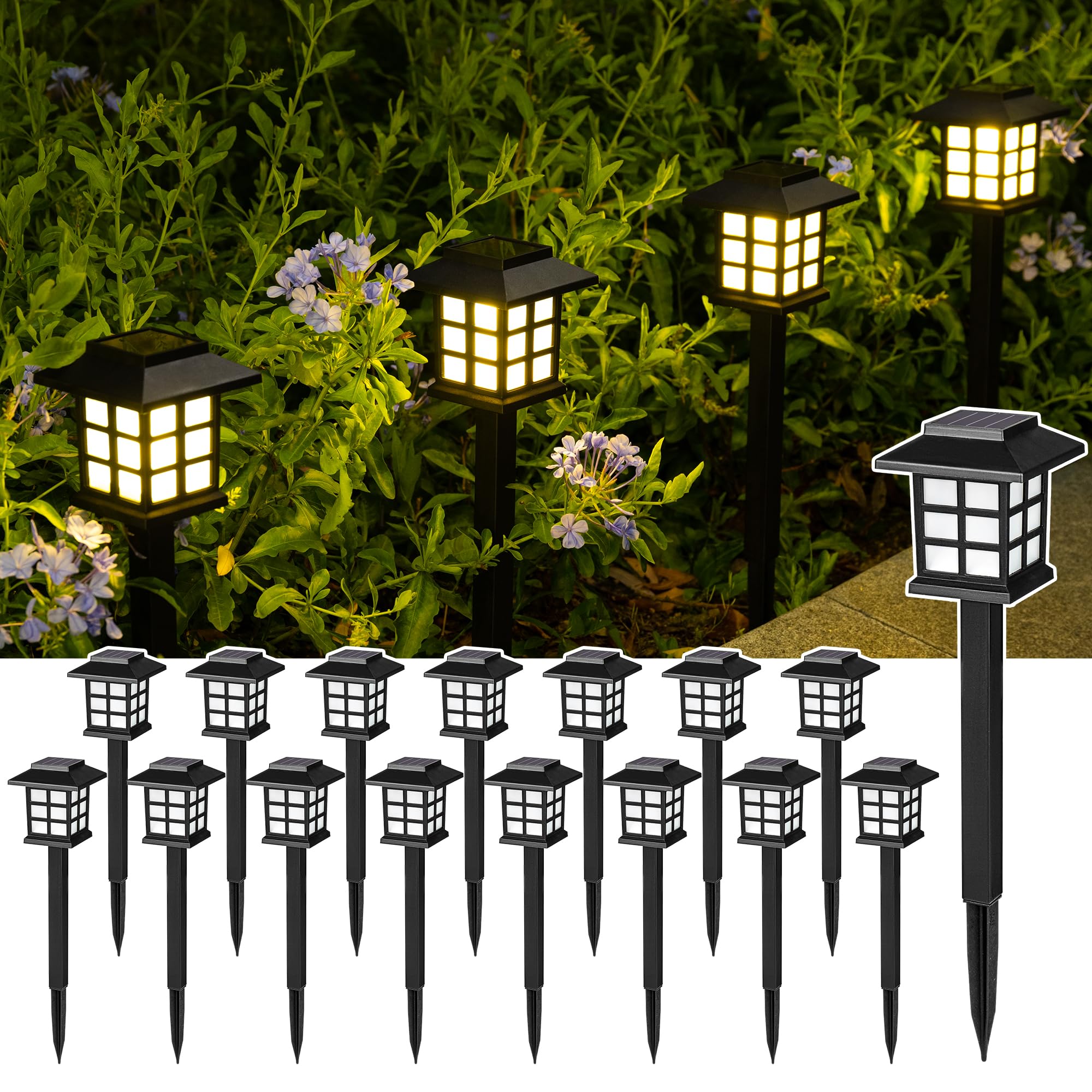 SOLPEX 16 Pack Solar Outdoor Lights, Path Lights, Walkway Lights ...