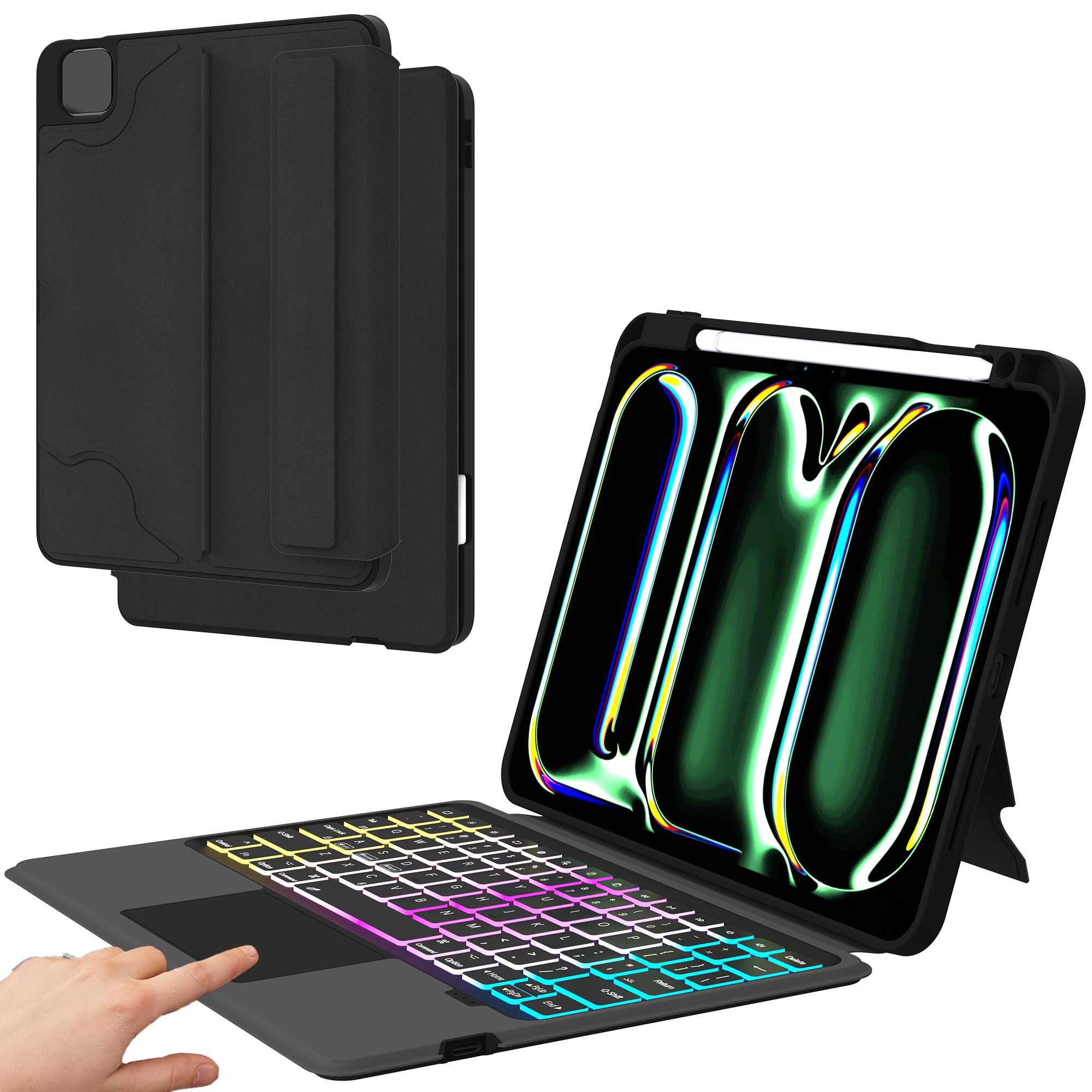 for 2024 iPad Pro 11-inch (M4) Detachable Keyboard Case: 3 Zone 7 ...