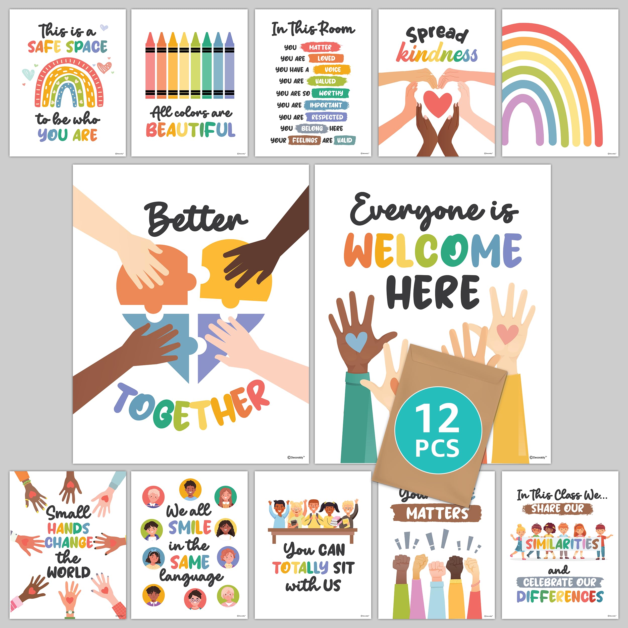 Mua Decorably 12 Diversity Posters for Classroom, 11x14in Matte ...