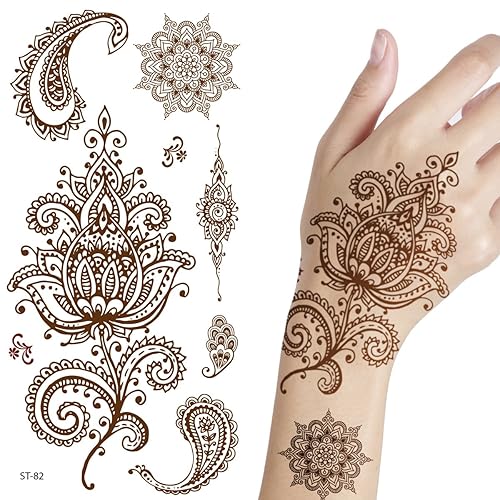 Supperb® Temporary Tattoos - Inspired Mehndi Design Temporary Henna ...