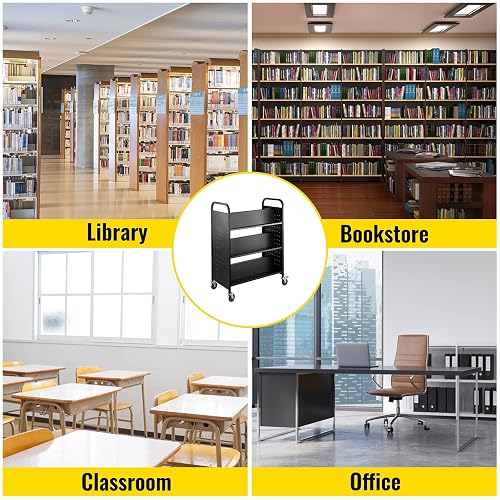 Rolling Book Cart BestEquip Book Cart, 200LBS Library Cart, 35x19x49 ...