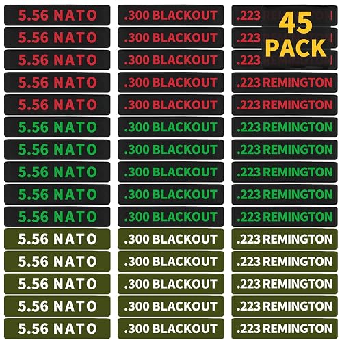 45 Pack Miaozhun Magazine Marking Bands, 5.56 NATO.223 Remington.300 ...