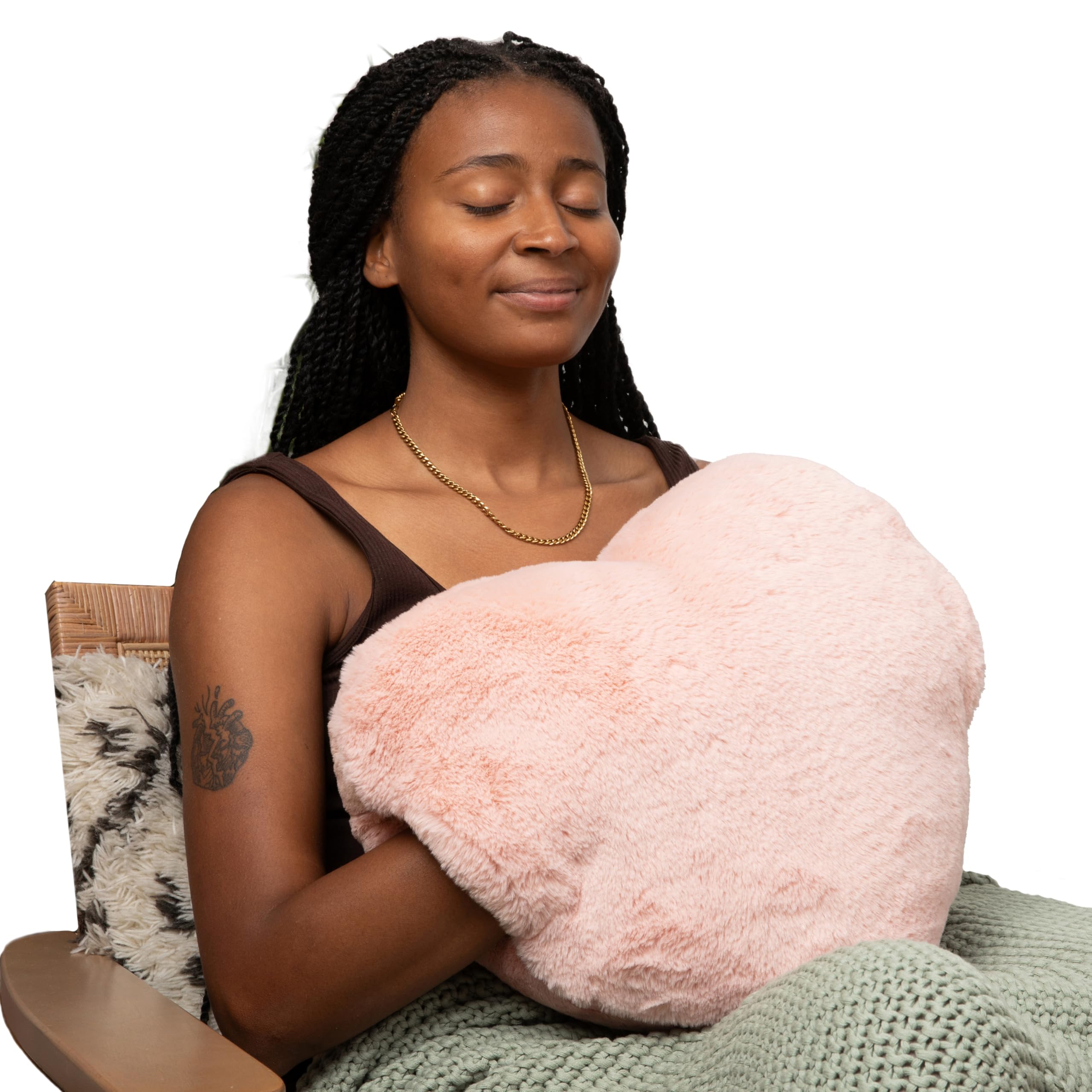 HUGIMALS Super Sized Heart to Hug Pillow in Antique Rose | 8 lb ...