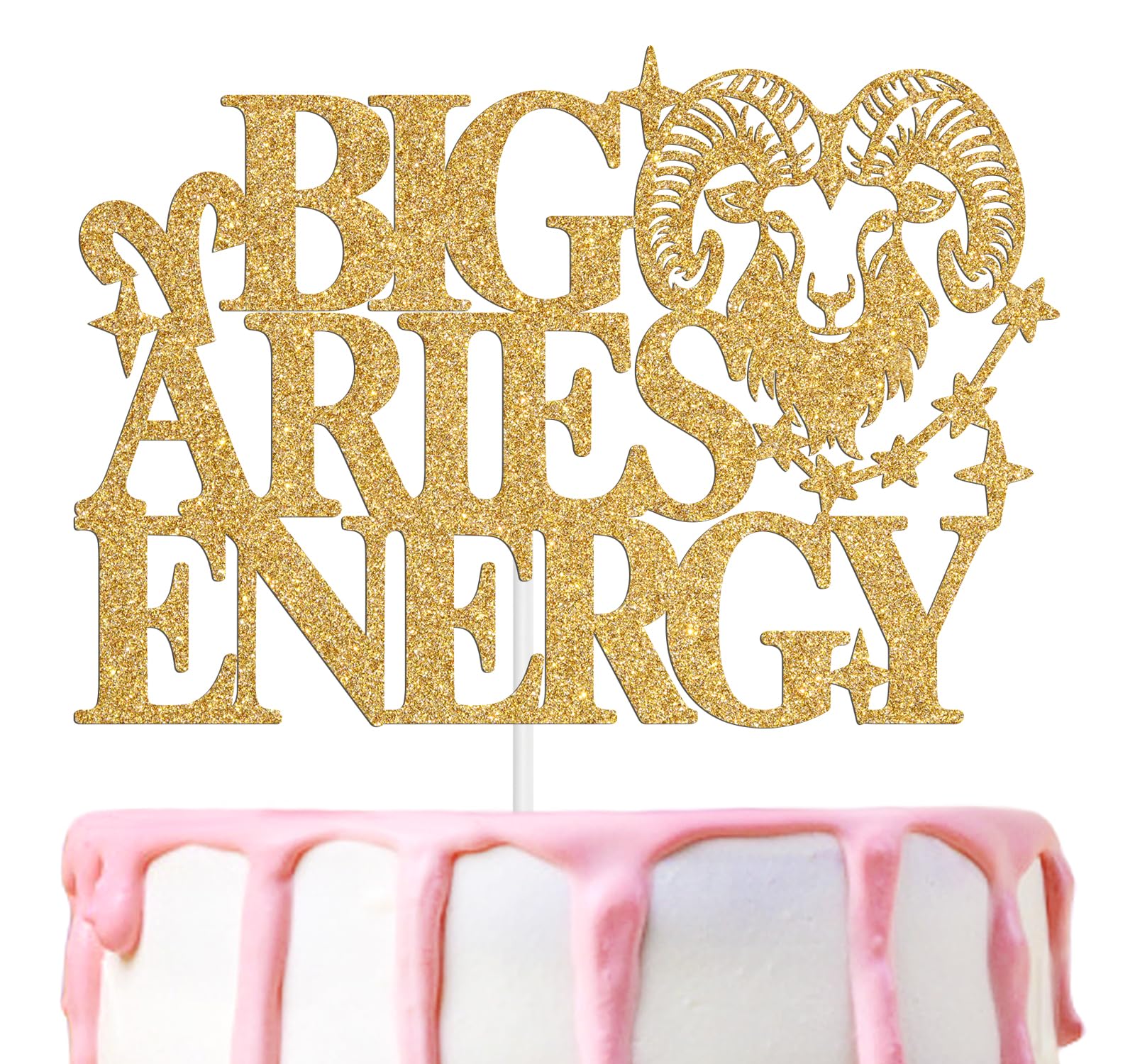Mua Gold Glitter Big Aries Energy Cake Topper, Happy Birthday Aries in ...