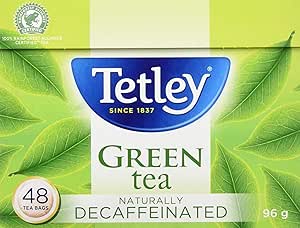 Tetley Naturally Decaffeinated Green Tea, 48 Count: Amazon.ca: Grocery