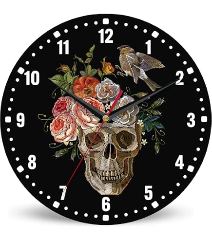 View Bigger Skull Clock Large Black Skeleton Backlit Moving Gears Wall
