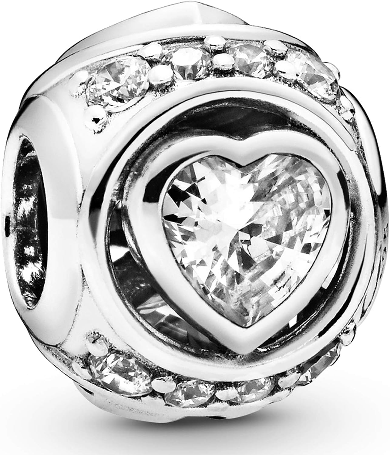Amazon.com: Pandora Jewelry Elevated Heart Cubic Zirconia Charm in ...