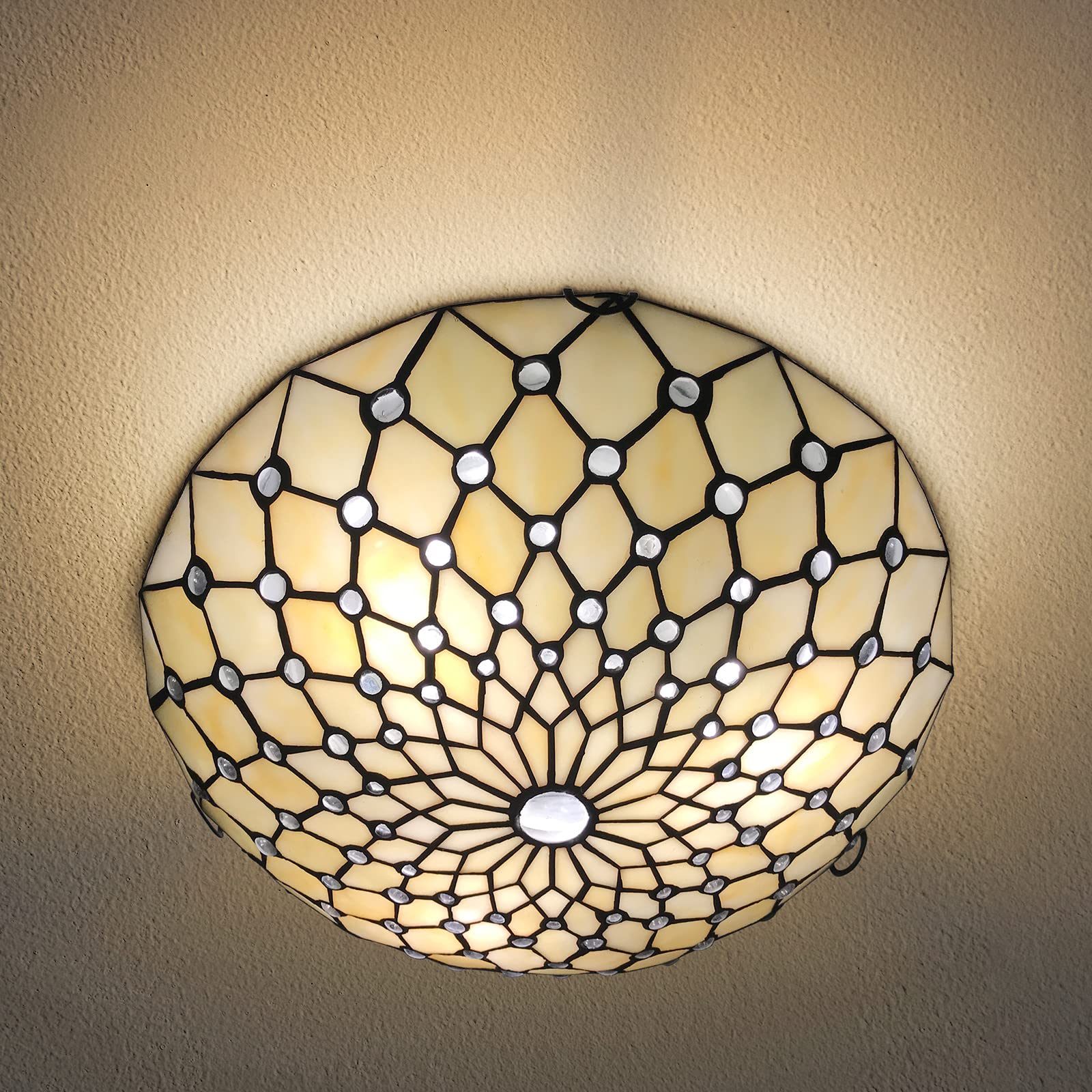 Mua ARTZONE Tiffany Ceiling Light Flush Mount, 16 Inch Wide Stained ...