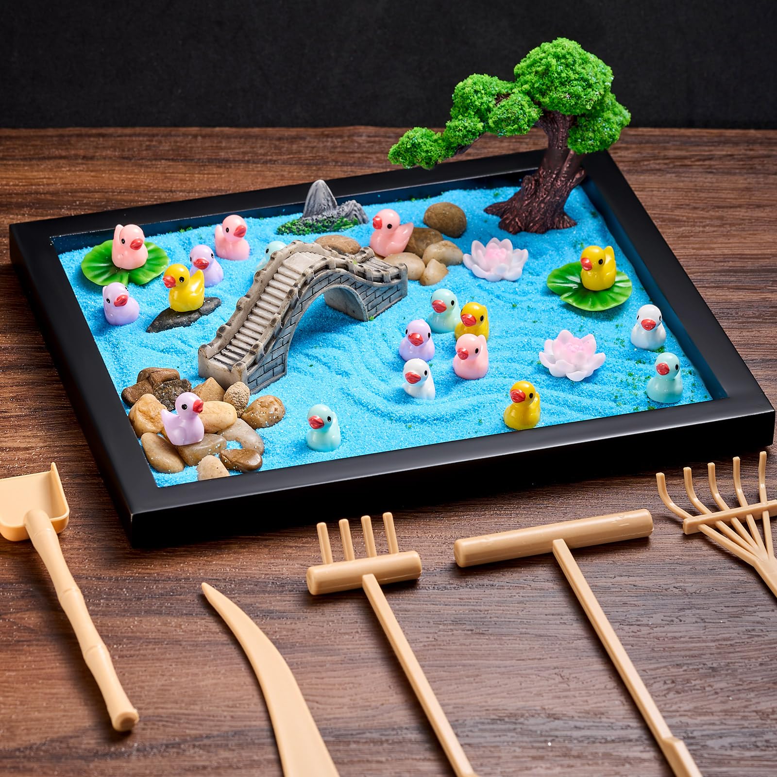 Soulchen Zen Garden Kit for Desk Decor Zen Sand Garden Box Set with ...