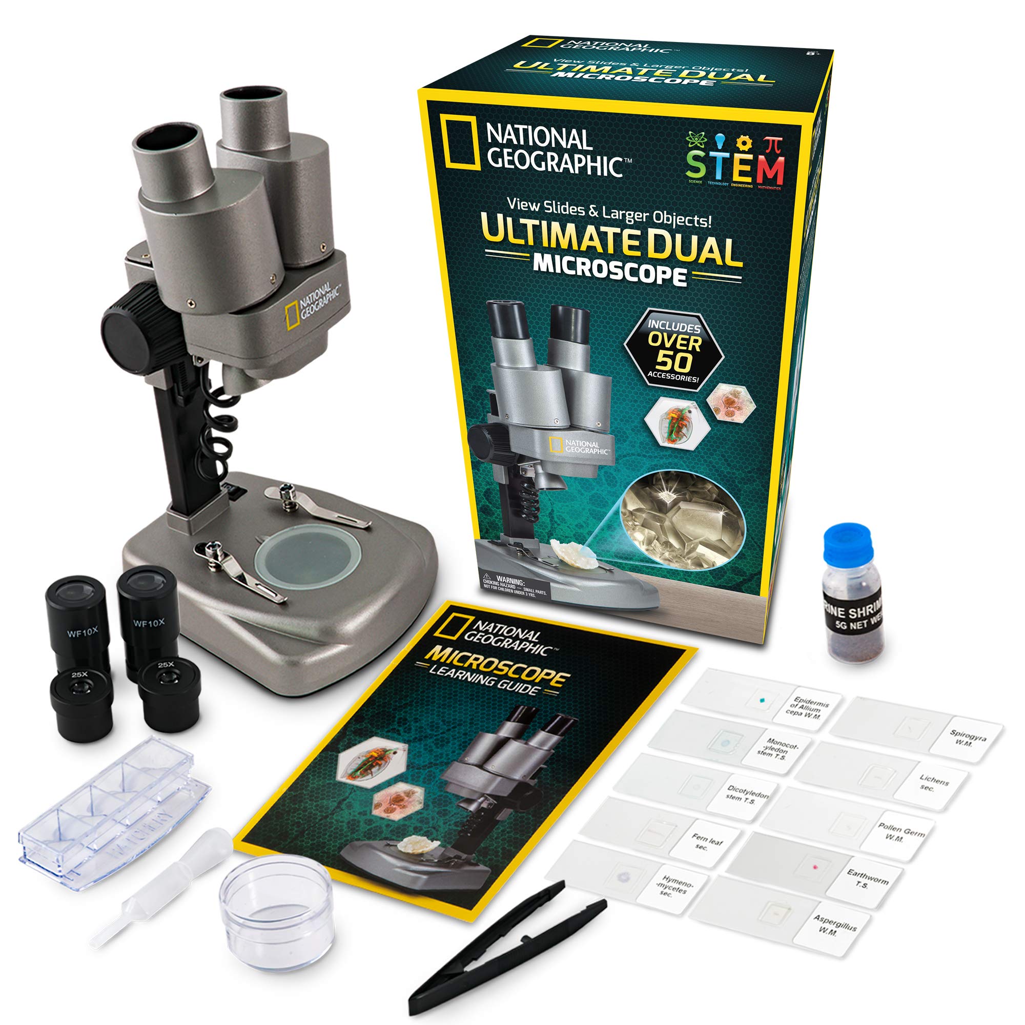 Mua Dual LED Kids Microscope - 50+ pc Science Kit with 10 Prepared ...