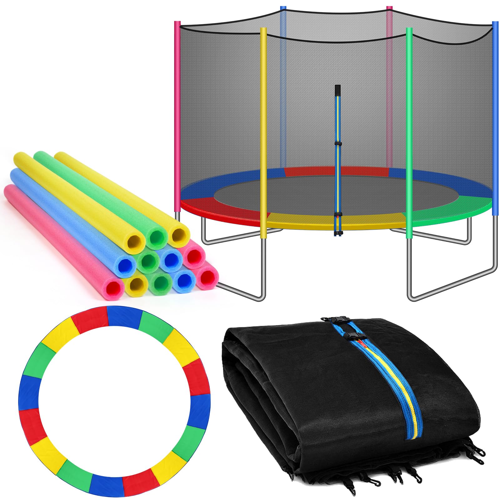 Gemscream 14 Pcs Trampoline Accessories Kit, 15ft 6 Poles Trampoline ...