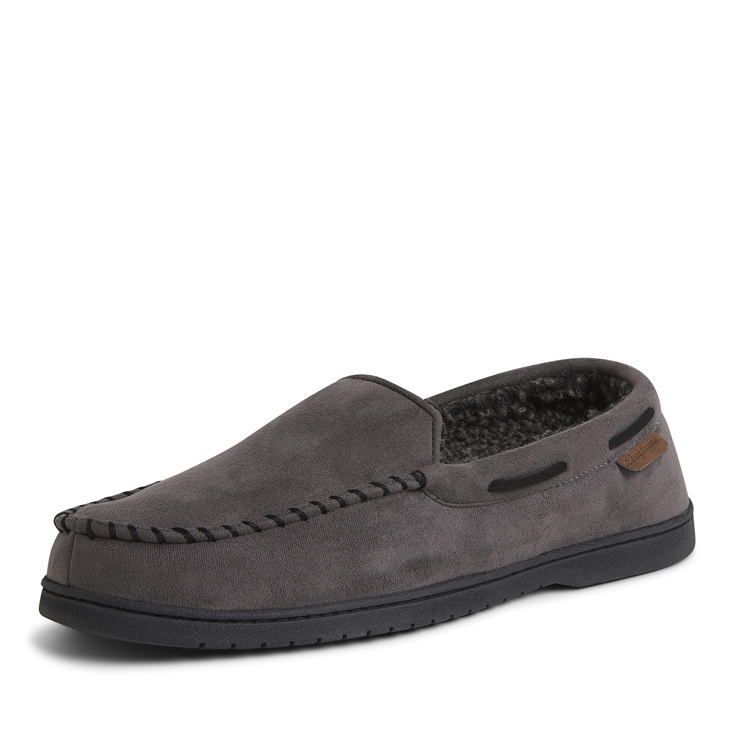 Dearfoams Men's Keaton Memory Foam Moccasin with Wide Widths Slipper ...