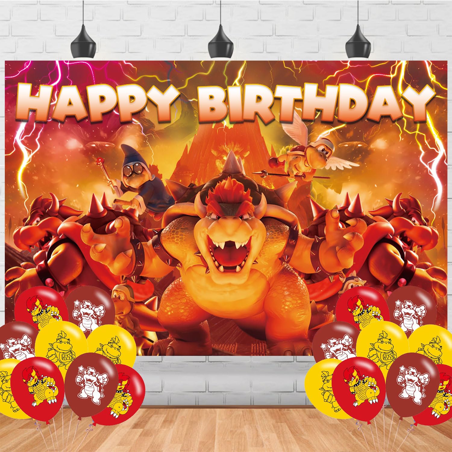 Bowser Birthday Party Backdrop, Mario & King Koopa Birthday Banner ...