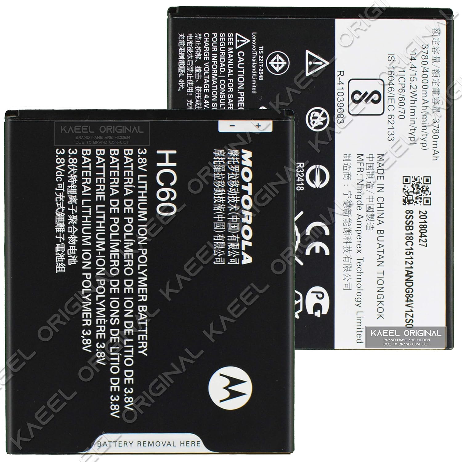 KAEEL ORIGINAL HC60 Battery (4000mAh) for Motorola Moto C Plus XT1721 ...