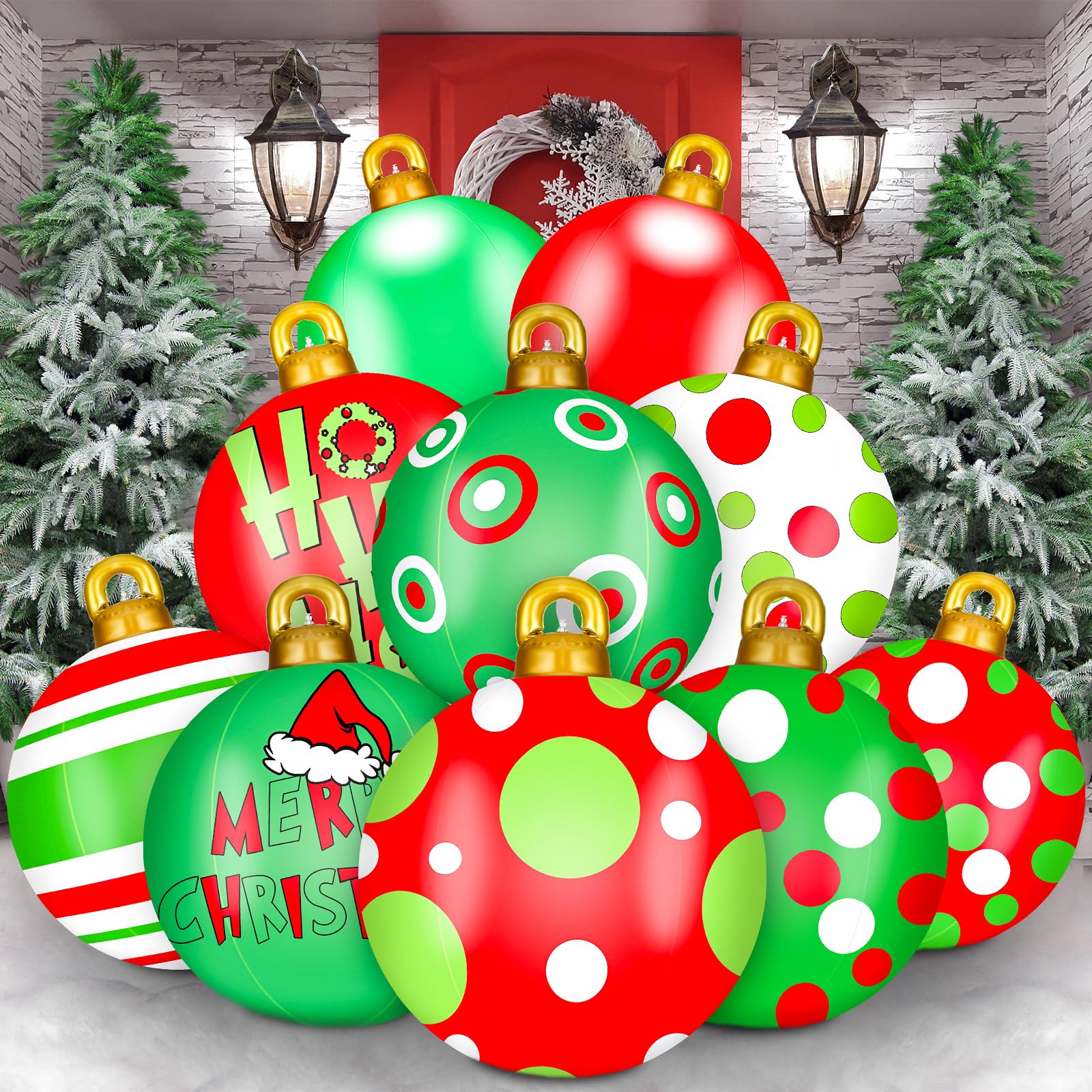 Jetec 32 Inch Giant PVC Inflatable Christmas Ball Ornaments Large Xmas ...