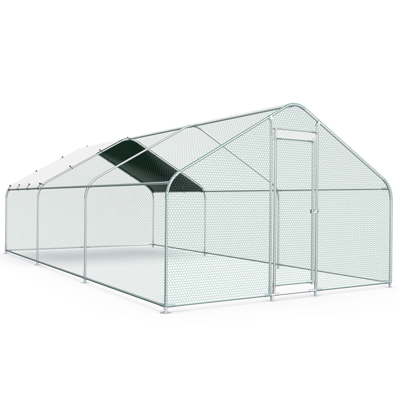 Lyromix 10x20FT Large Metal Chicken Run with Roof, Walk-in Poultry Cage ...