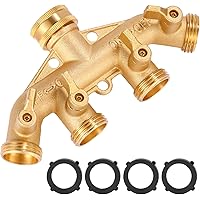 Amazon.com: Sanpaint 4 Way Heavy Duty Brass Garden Hose Splitter, Hose Connector 3/4", Hose ...