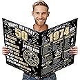 Amazon.com : Turypaty Large 50th Birthday Card With Envelope for Men Women, 1974 Black Gold ...