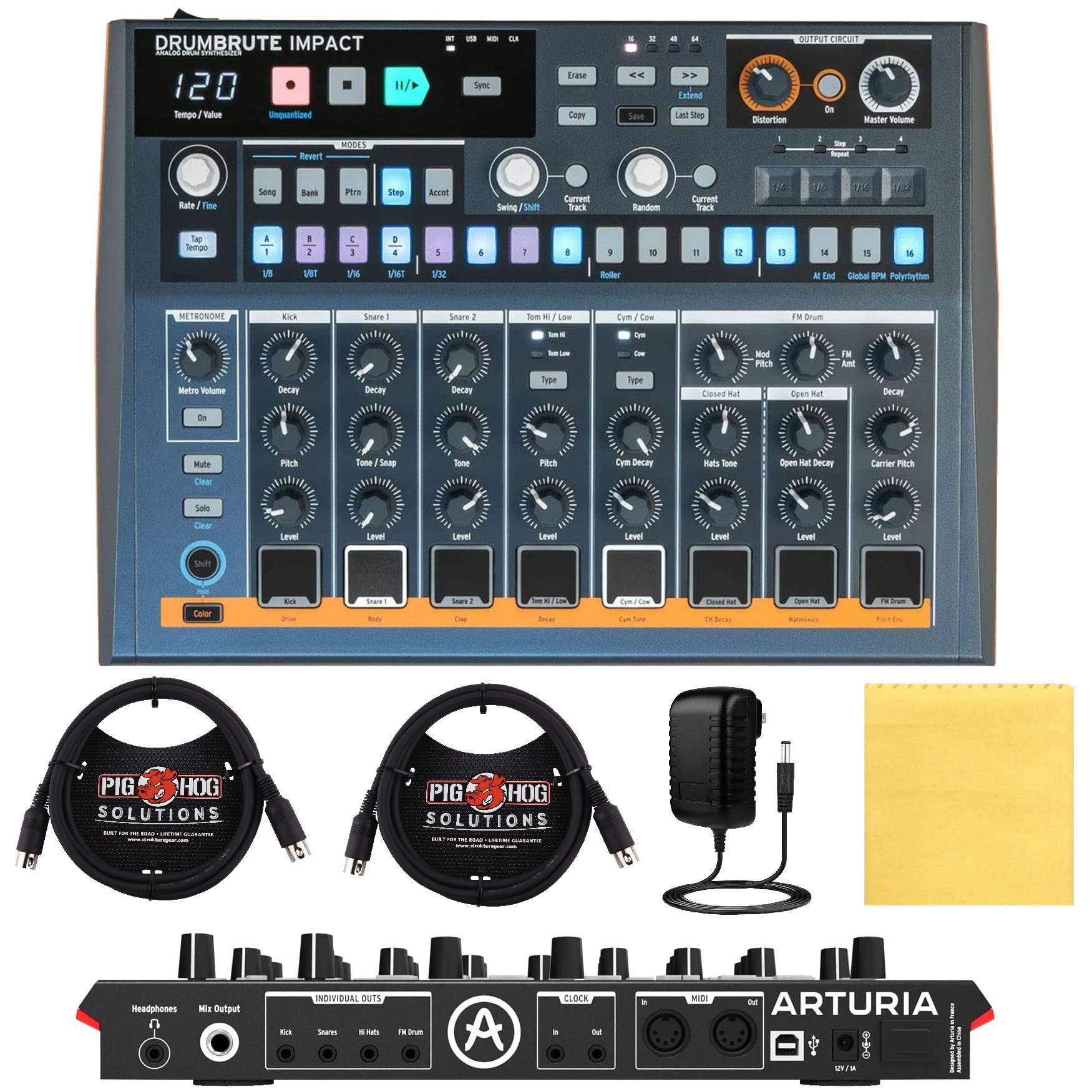 Mua Arturia DrumBrute Impact Analog Drum Machine BUNDLE with 2x Pig Hog ...