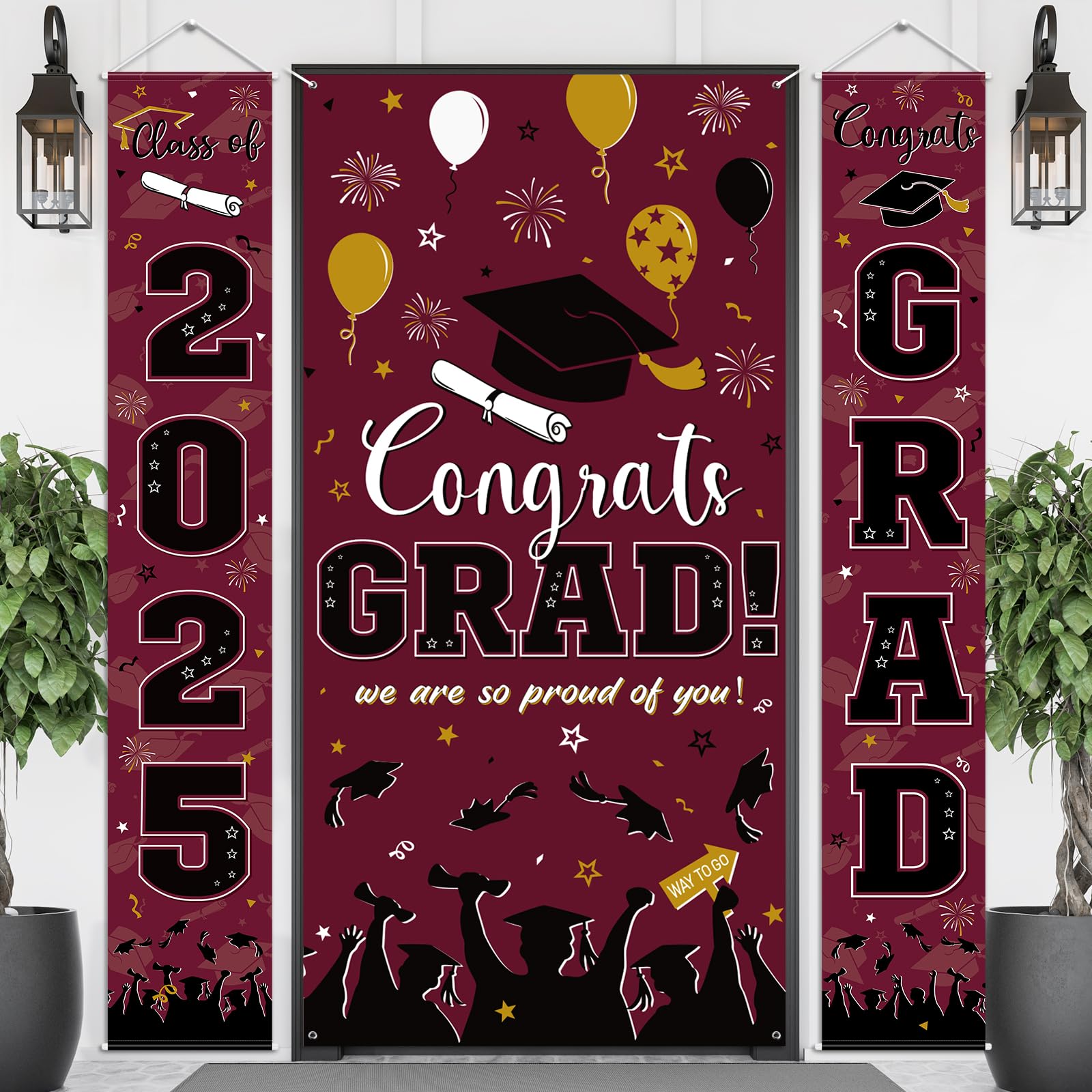 3 Pcs Graduation Door Decorations Class of 2025, Graduation Congrats ...