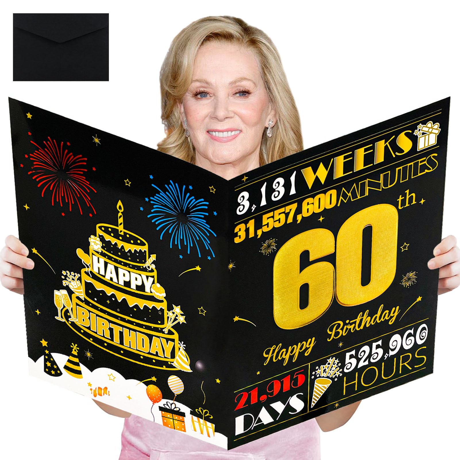 Ushinemi 60th Birthday Decorations Large Happy 60th Birthday Card for ...