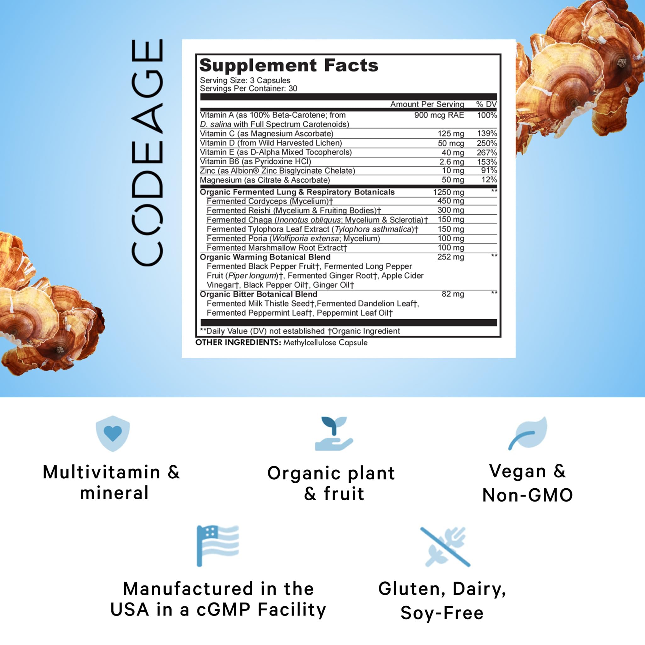 Mua Codeage Lungs Vitamins, A, C, D, E, B6, Milk Thistle Lung Supplement, Zinc & Magnesium ...