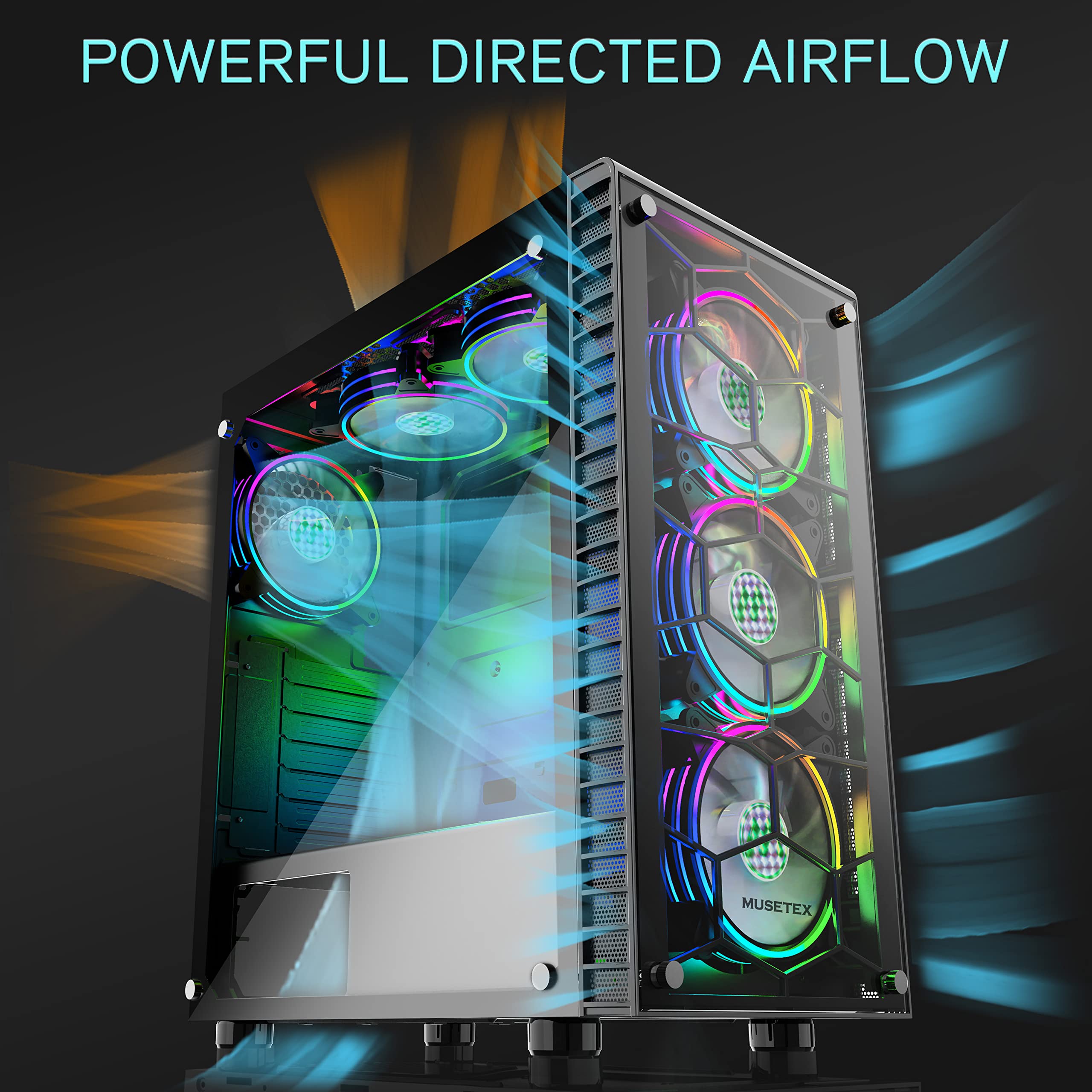 Mua MUSETEX ATX PC Case Pre-Installed 6Pcs 120mm ARGB Fans, Computer ...